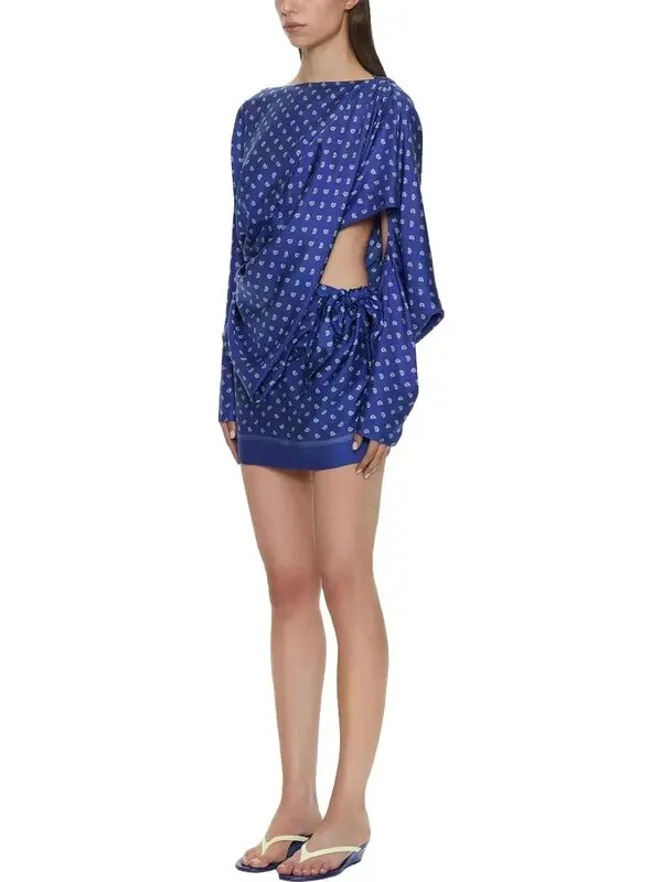 Christopher Esber Bandana-print Cutaway Mini Dress - Blue