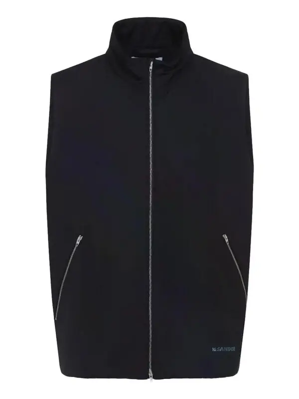 JIL SANDER Funnel Neck Gilet - Black
