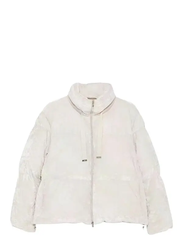 Herno Quilted Crushed-velvet Jacket - Neutrals