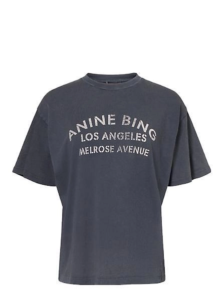 ANINE BING Melrose Logo-print Cotton T-shirt - Black