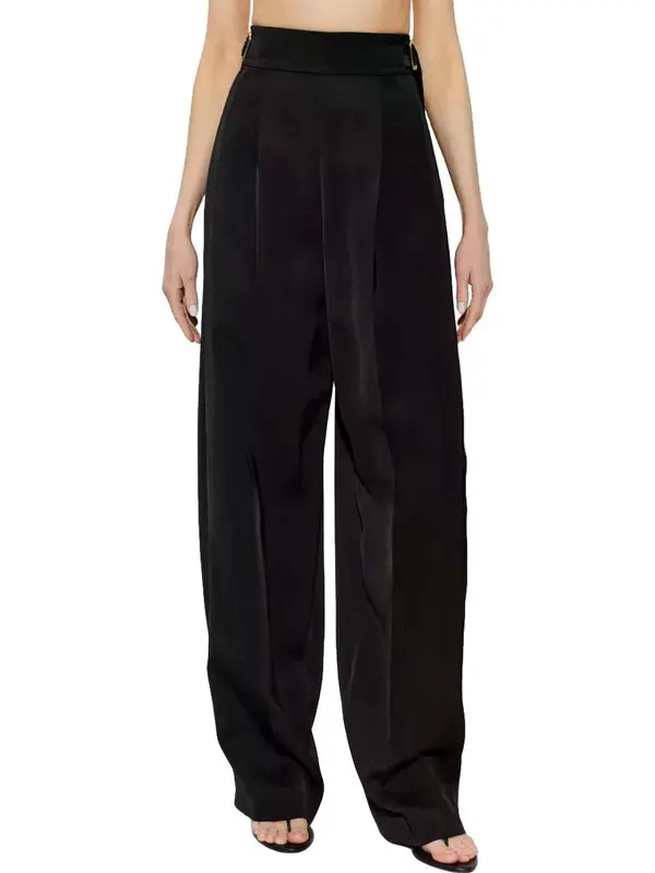 Sportmax Buckle-detail Wide-leg Trousers - Black