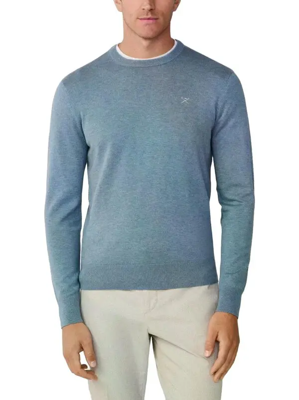 HACKETT LONDON Embroidered Crew Neck Sweater - Blue