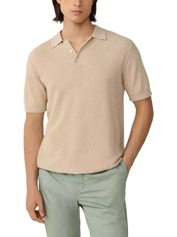 HACKETT LONDON Short-sleeve Knitted Cotton Polo Shirt - Neutrals