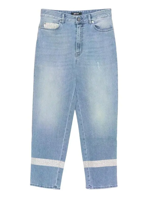 Just Cavalli Glitter Embellished Cropped Jeans - Blue