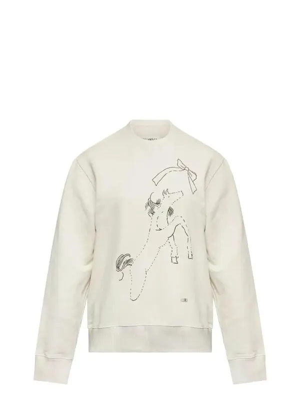 MAISON MARGIELA Horse Print Cotton Sweatshirt - Neutrals