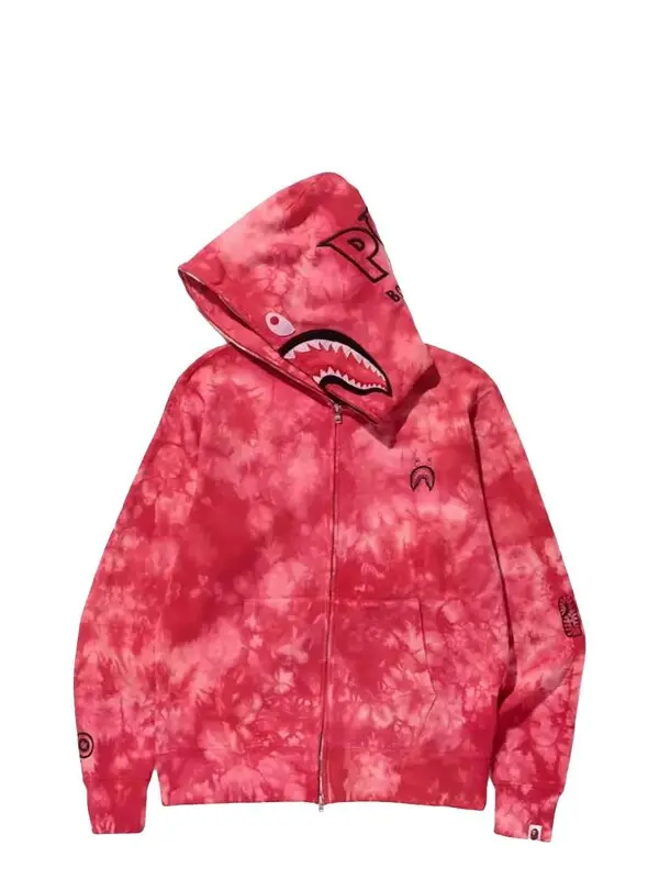 A BATHING APE Shark Tie-dye Full Zip Hoodie - Red
