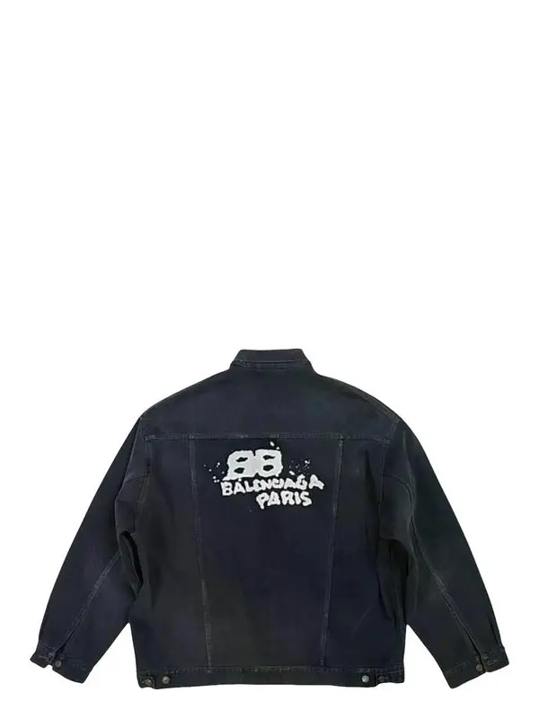 Balenciaga Icon Logo-print Denim Jacket - Grey
