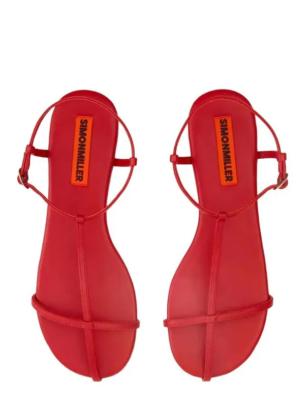 SIMONMILLER Cage Leather Flat Sandals - Red