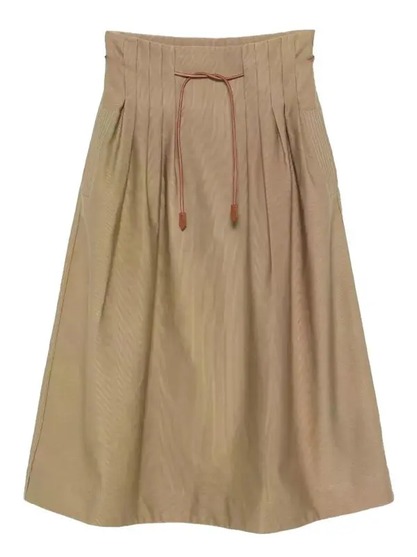 Max Mara Pleated Drawstring Skirt - Camel