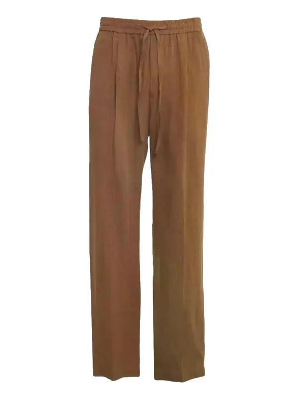 AMARANTO Drawstring Waist Pressed Crease Trousers - Brown