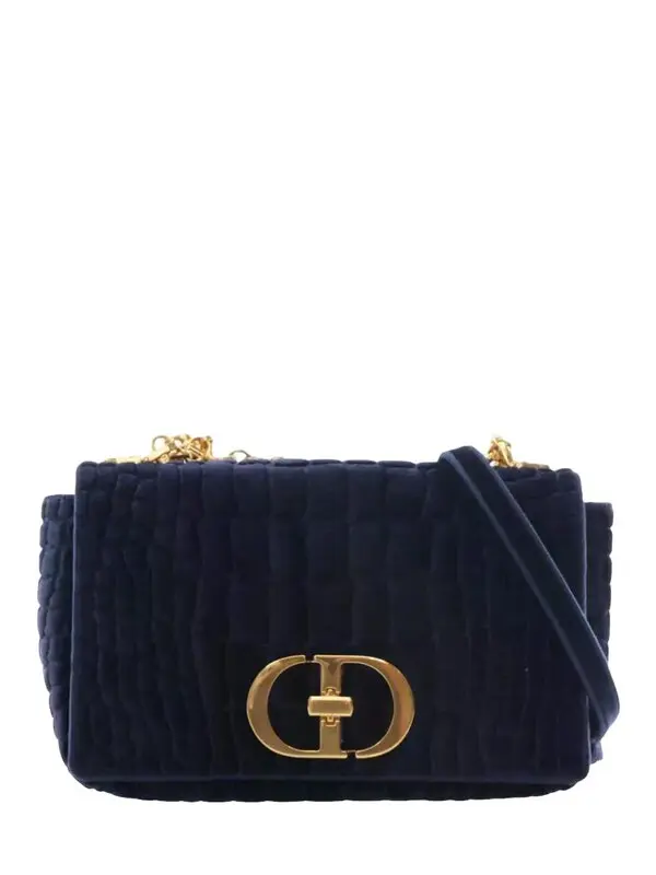 Dior Embroidered Velvet Caro Bag - Blue