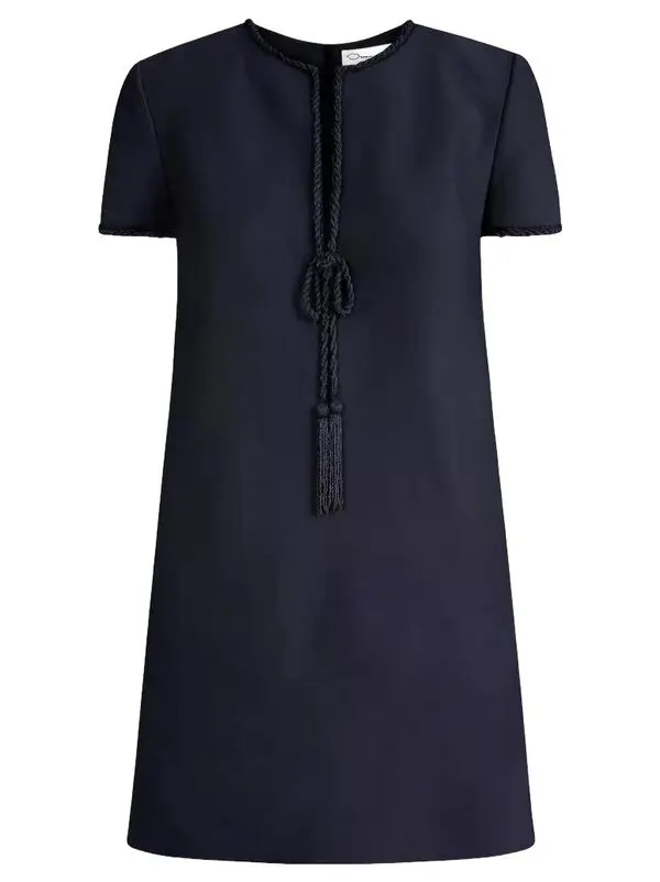 Oscar De La Renta Beaded Bow-detail Shift Mini Dress - Blue