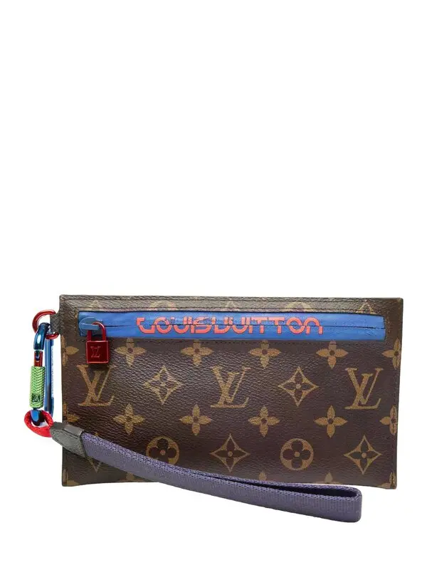LOUIS VUITTON 2017 Monogram Outdoor Ribbon Pochette Clutch Bag - Brown