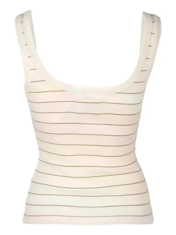 Citizens Of Humanity Faye Striped Ribbed Knit Square Neck Tank Top - Neutrals