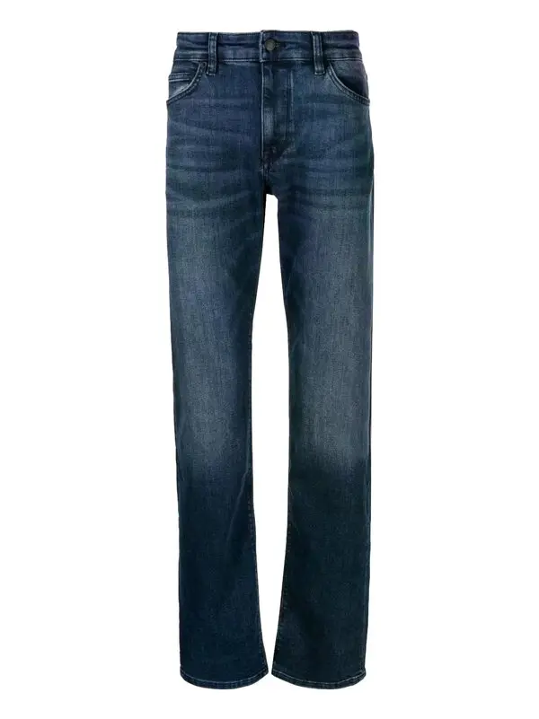 BOSS Logo Patch Straight Leg Jeans - Blue