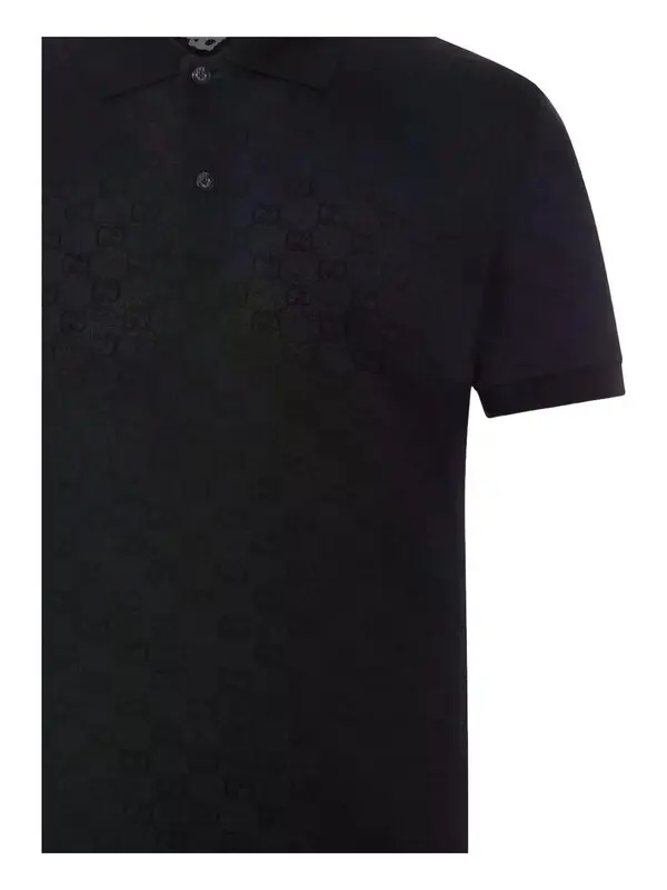 Gucci Gg Monogram Polo Shirt - Black