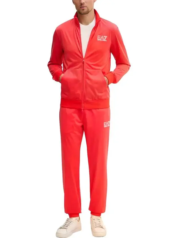 EA7 Logo-print Zip-up Sweater - Red