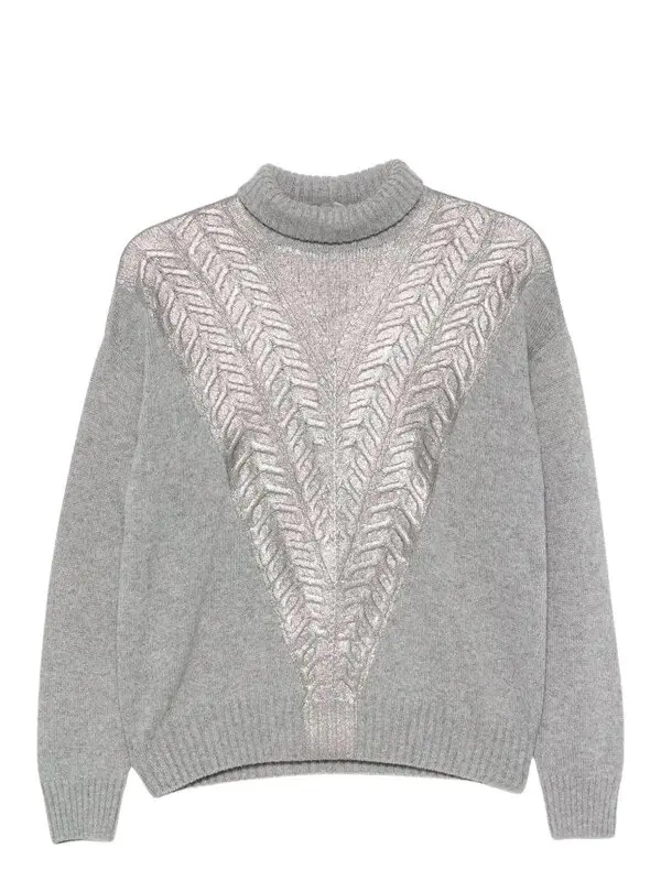D.exterior Metallic Cable-knit Roll Neck Sweater - Grey
