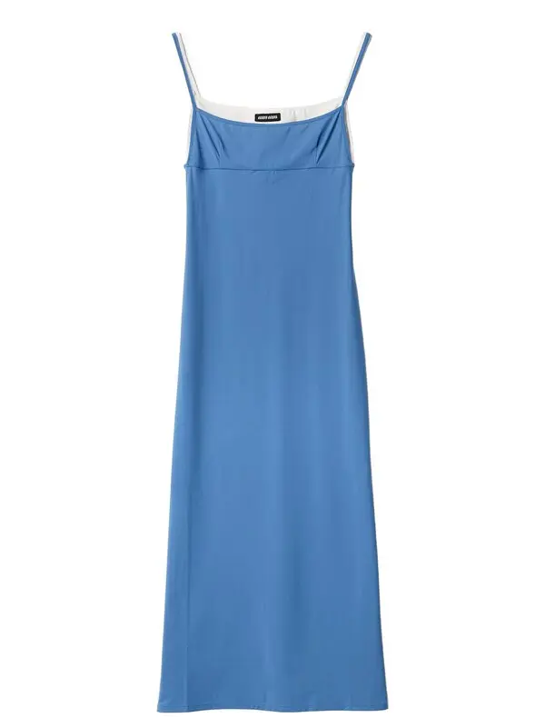 Miu Miu Stretch Jersey Jacquard Logo Midi Dress - Aviator Blue