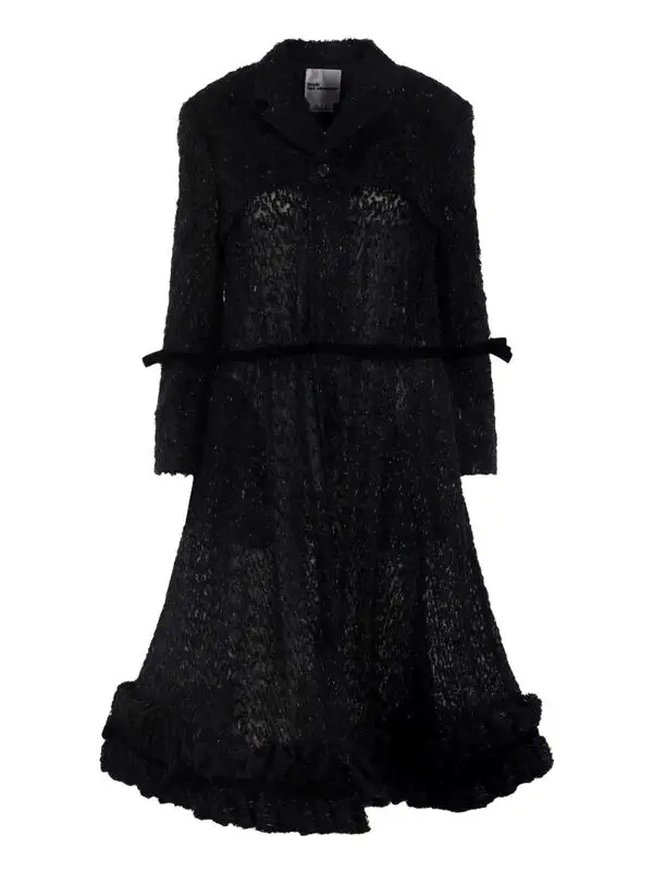 Noir Kei Ninomiya Ruffled Frayed Coat - Black