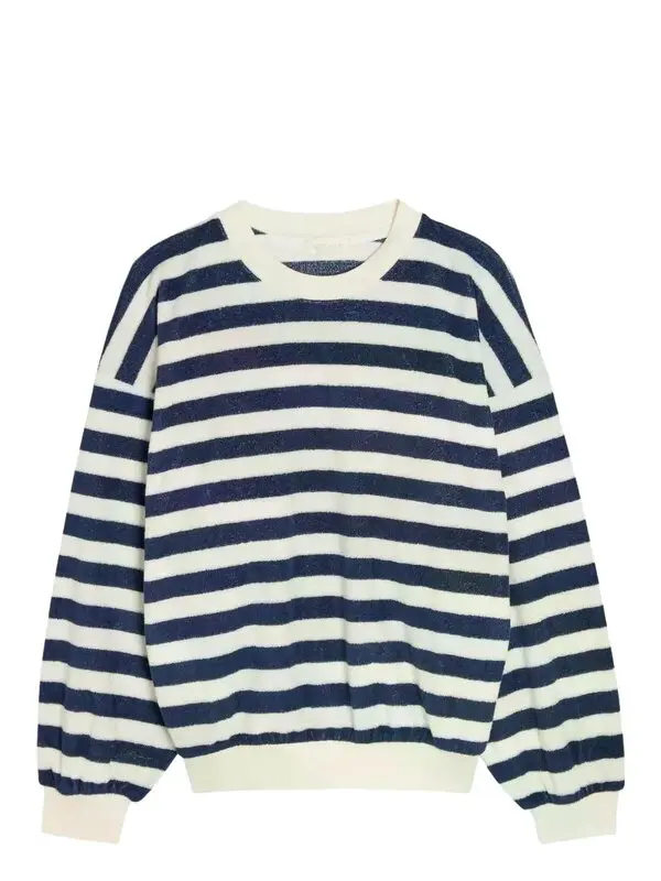 Suzie Kondi Sifnos Striped Crew Neck Long Sleeve Sweater - Blue