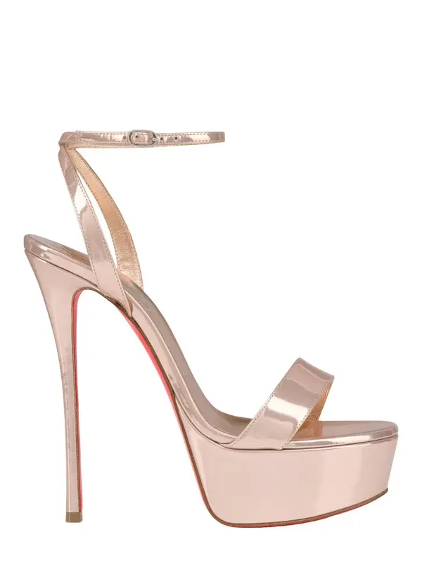 CHRISTIAN LOUBOUTIN Loubi Queen Alta Patent Leather Sandals 150 - Beige