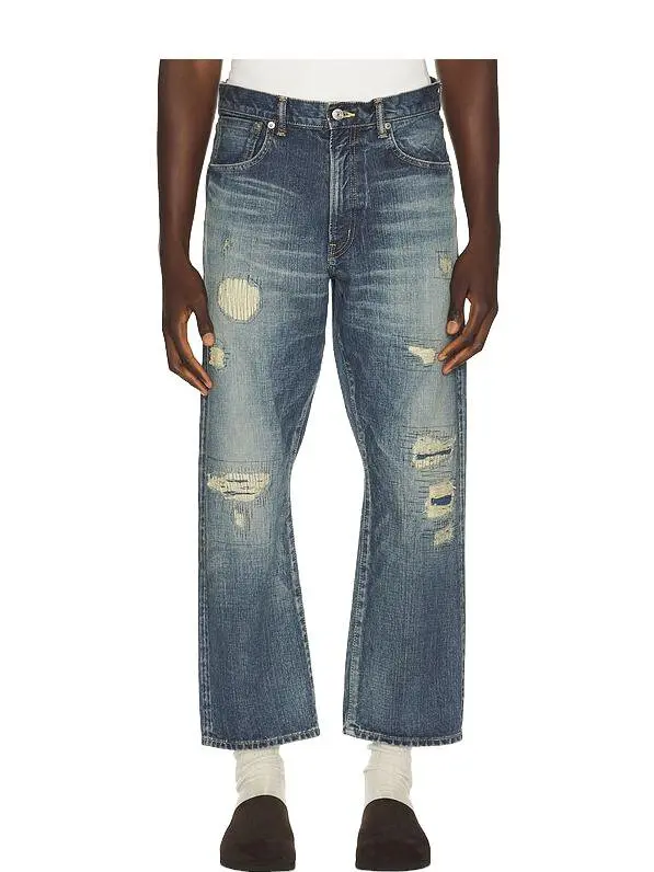 BEAMS 5 Pocket Classic Denim Repair In . Also - Blue