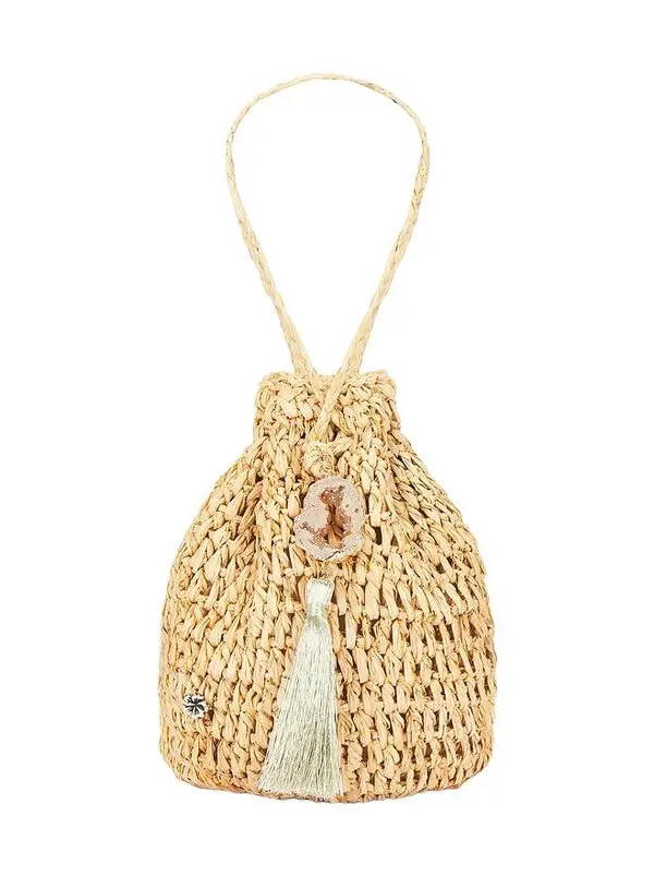 FLORABELLA Stintino Hand Crochet Raffia Wristlet - Neutral