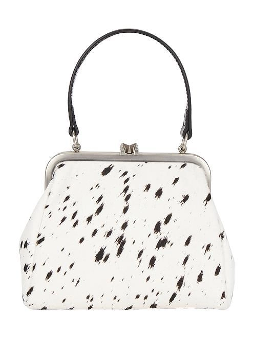 MARKGONG Small Cowhide Leather Metal Clasp Bag - Beige