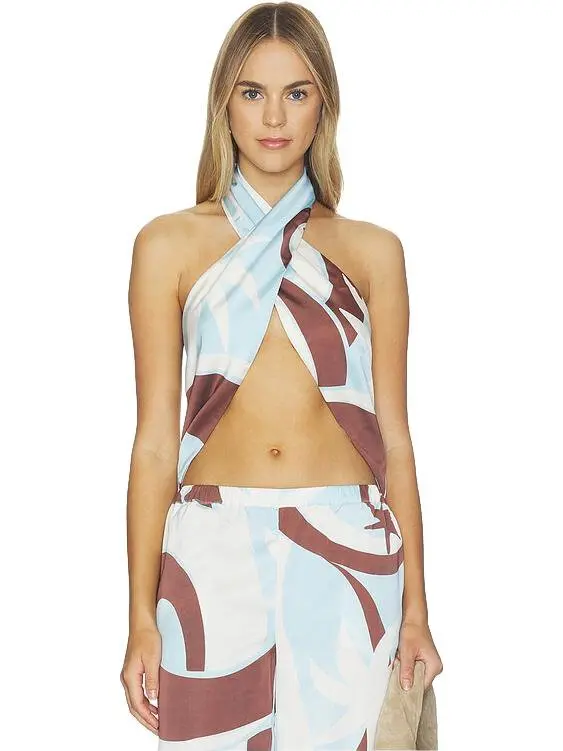 SEVEN WONDERS Sachi Cross Front Halter Top - Multi
