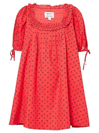 DAMSON MADDER Jemima Gathered Cotton Mini Dress - Red