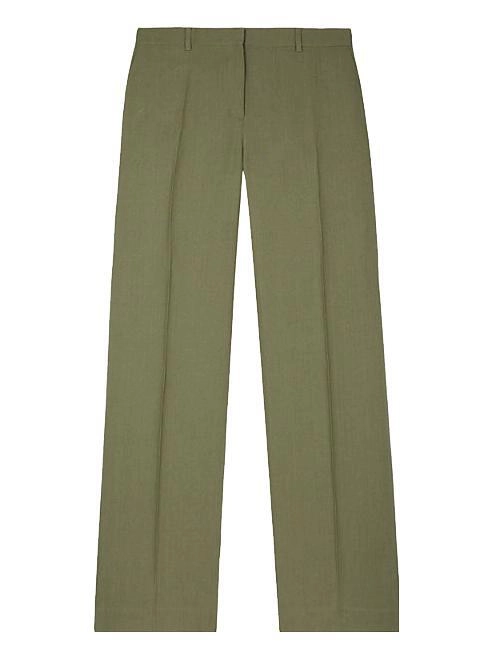 The Kooples High-rise Straight-leg Linen Trousers - Foret