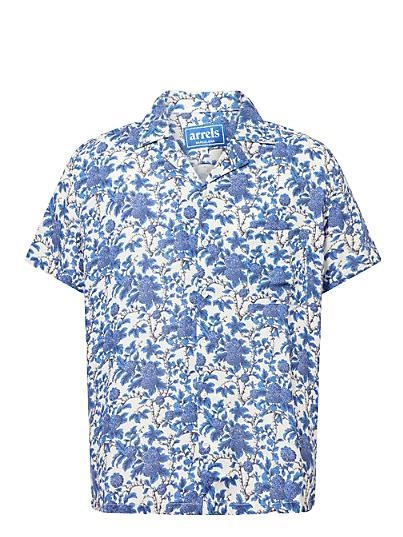 ARRELS BARCELONA Marmais Floral-print Woven Shirt - Blue