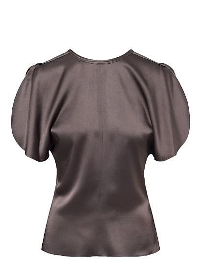 Victoria Beckham Bela Open-sleeve Satin Top - Ore
