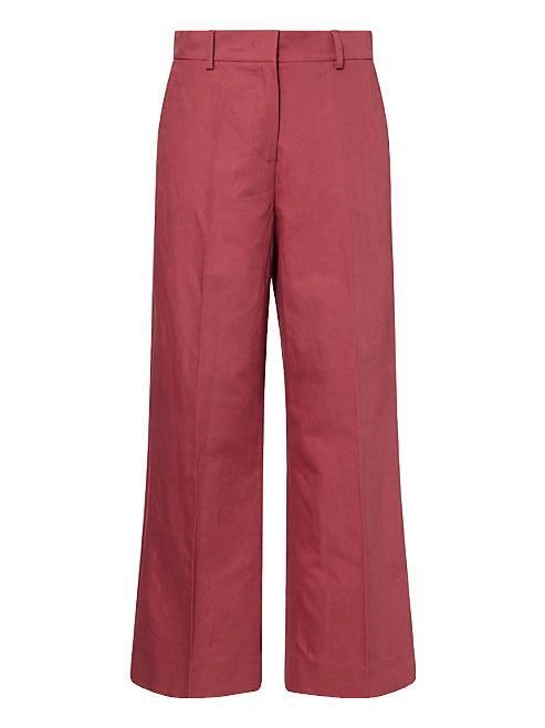 Max Mara Zircone Wide-leg Cotton And Linen Trousers - Cherry
