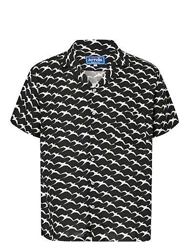 ARRELS BARCELONA Birds Graphic-print Woven Shirt - Black