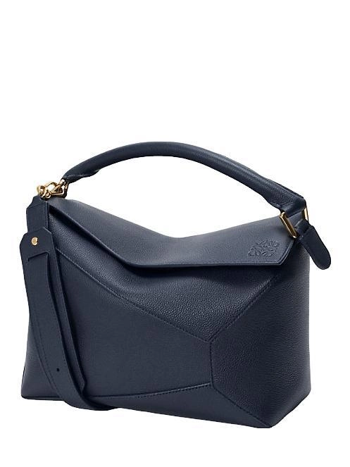 Loewe Puzzle Edge Medium Leather Top-handle Bag - Deep Navy