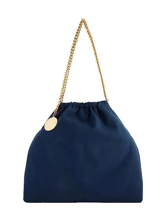 Stella McCartney Falabella Drawstring Faux-suede Shoulder Bag - Navy