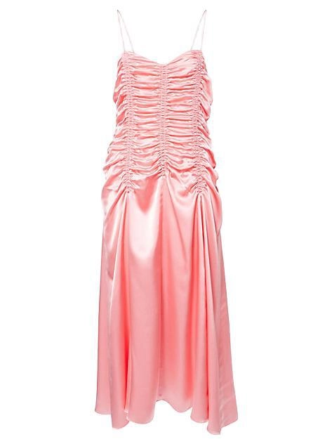 Khaite Raina Ruched Midi Dress - Azalea