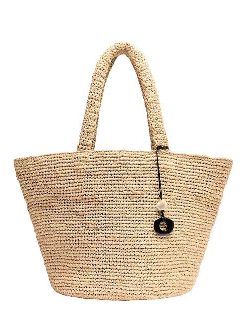 Whistles Charm Straw Tote Bag - Cream