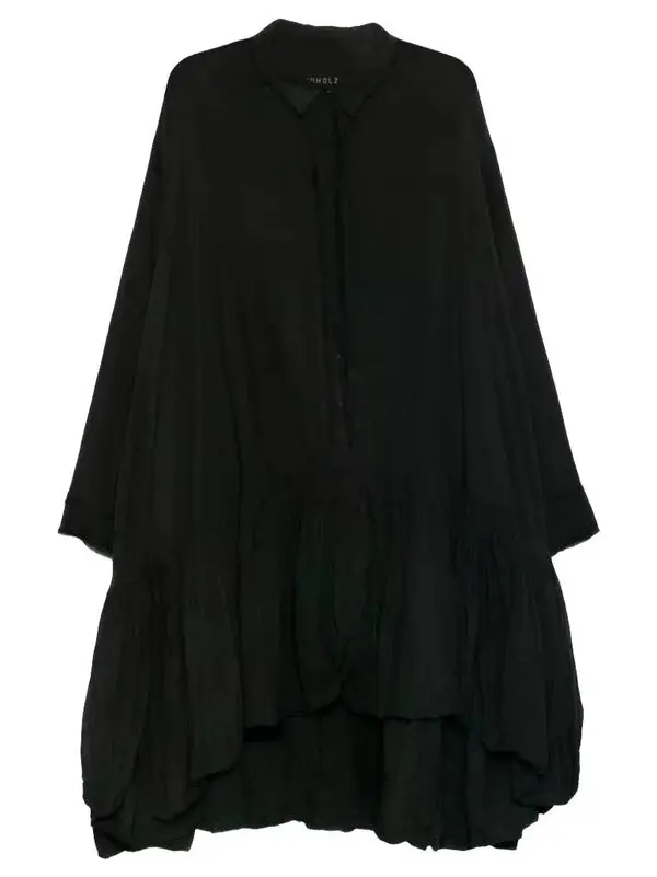 RUNDHOLZ Asymmetric Hem Crinkled Dress - Black