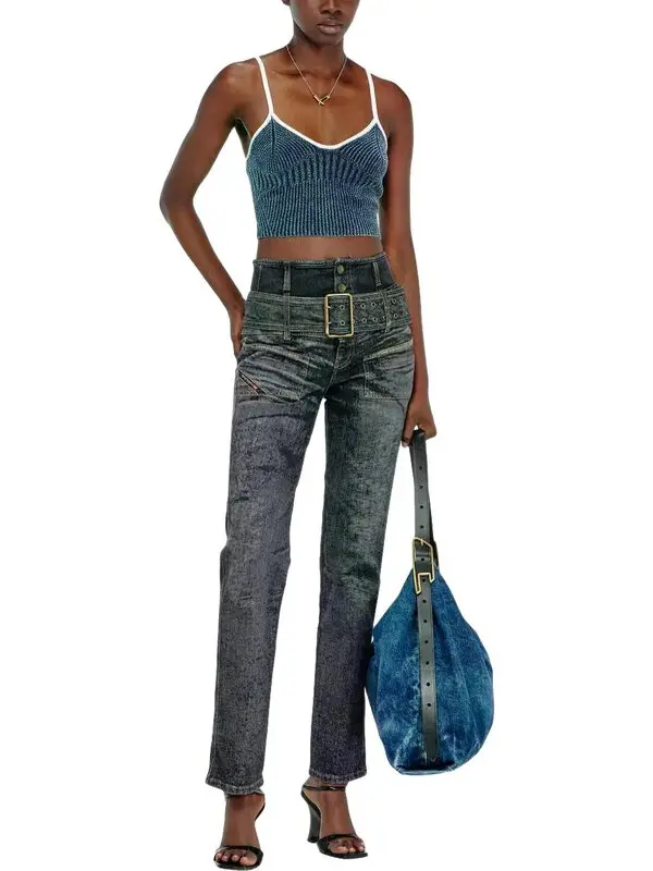 DIESEL® M-estere Bouclé-knit Cropped Top - Blue
