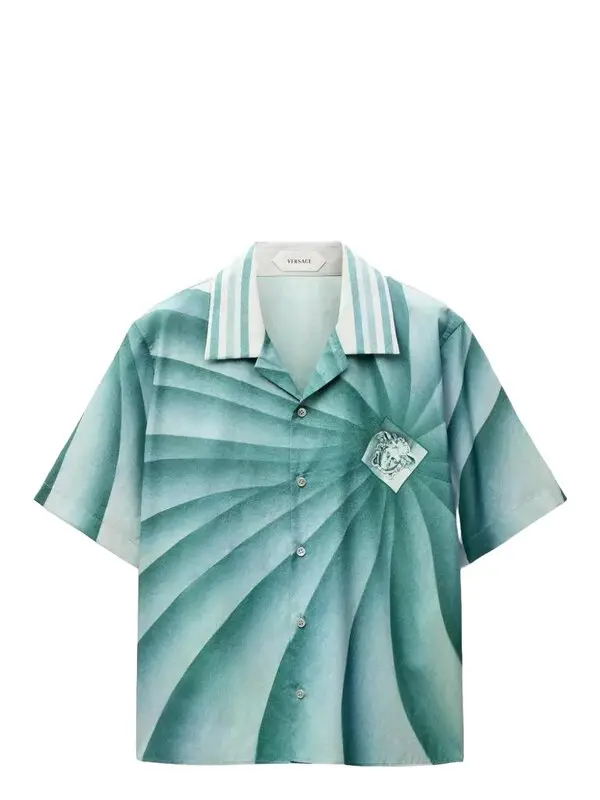 Versace Printed Cotton-poplin Shirt - Blue