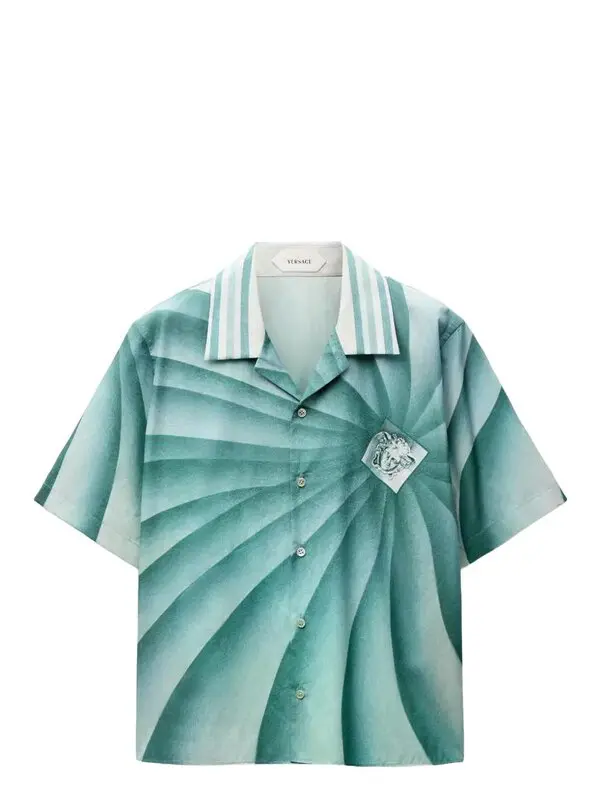 Versace Printed Cotton-poplin Shirt - Blue