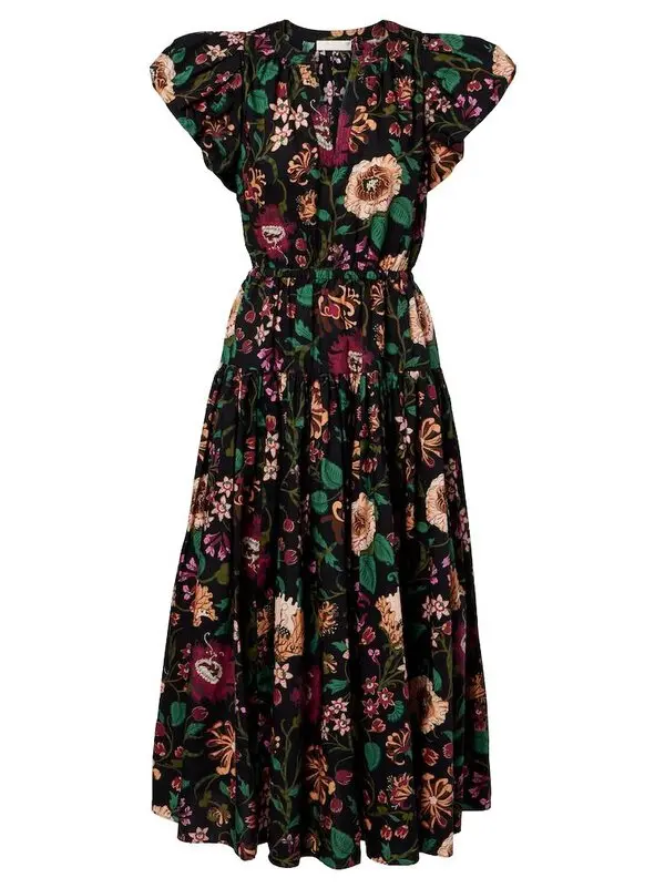 Ulla Johnson Marin Floral Cotton Poplin Midi Dress - Multicoloured
