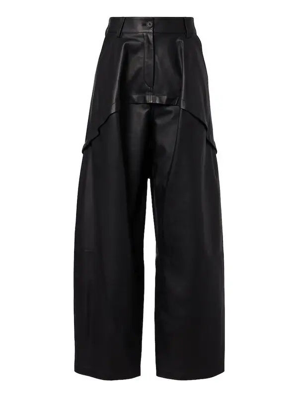 Loewe Paneled Wide-leg Leather Trousers - Black