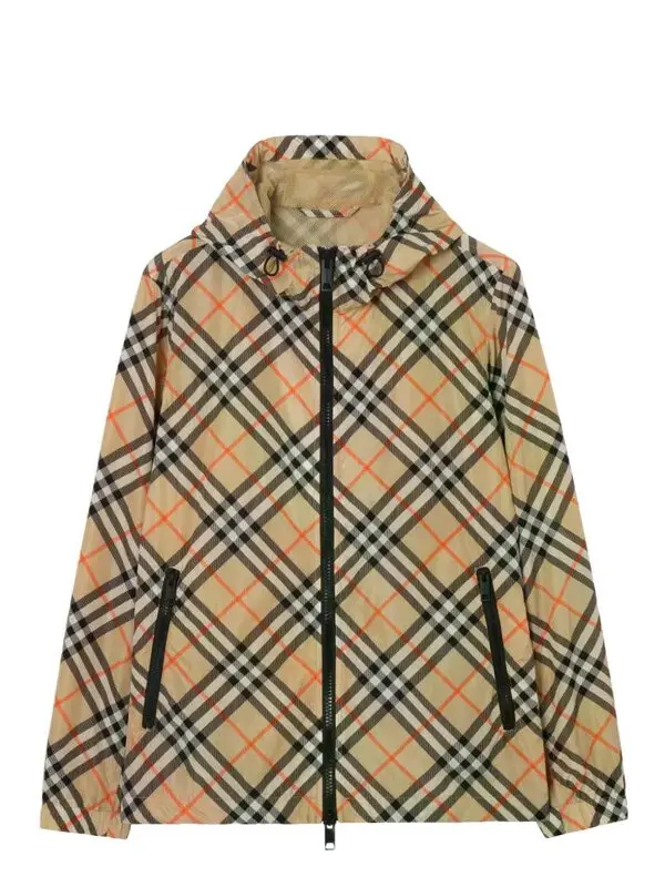 Burberry Check Nylon Hooded Jacket - Neutrals