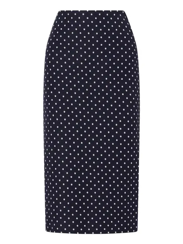 Max Mara Polka-dot Jersey Midi Skirt - Blue