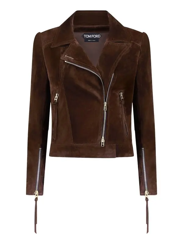TOM FORD Suede Biker Jacket - Brown