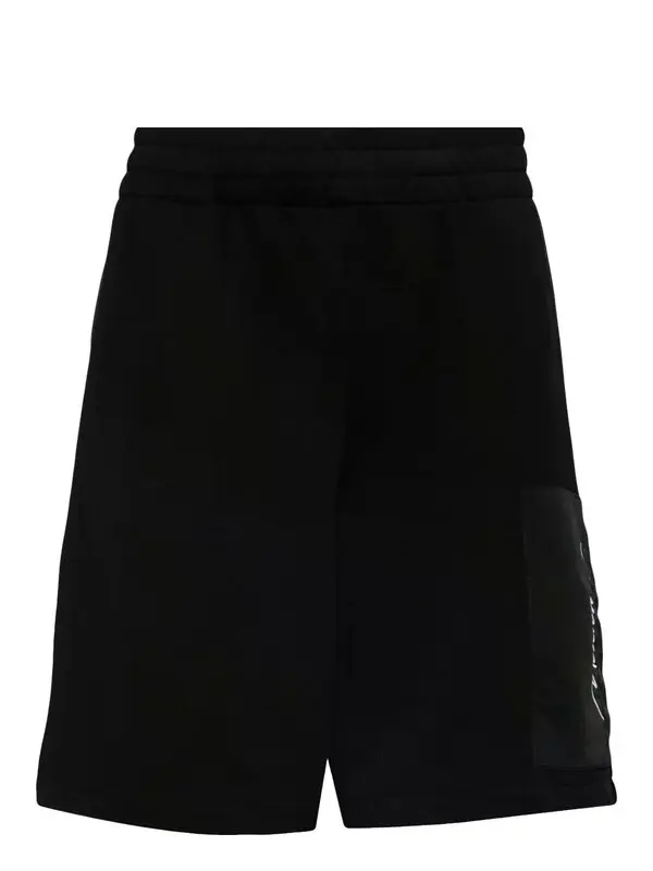 Moschino Embroidered Cotton Blend Jersey Shorts - Black